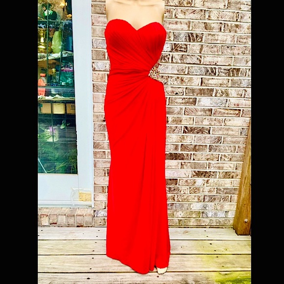 La Femme | Dresses | Y2k La Femme Red Sparkle Rhinestone Strapless ...